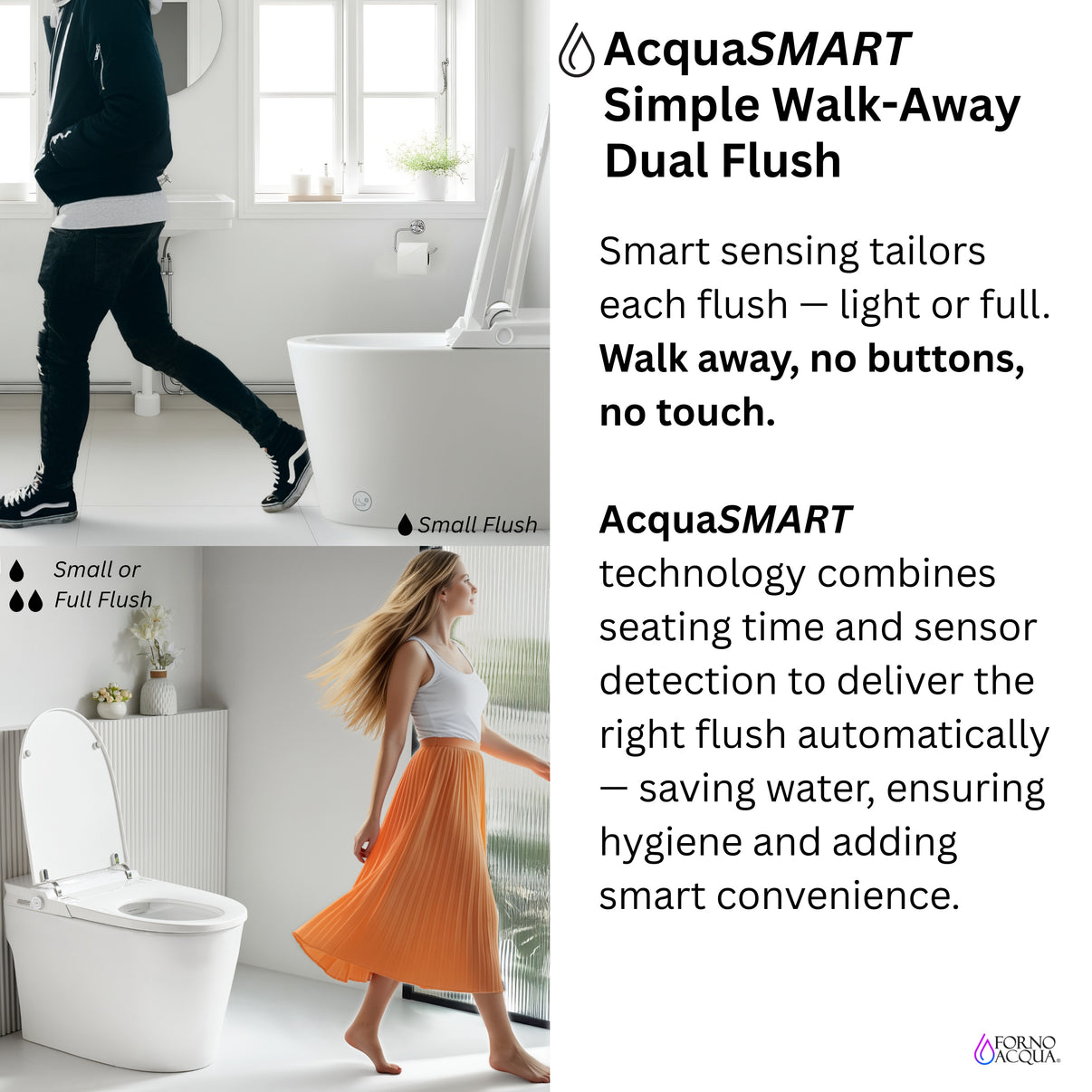 FORNO ACQUA Luxurious Smart Toilet. Includes Auto Flush, Powerful Flus ...