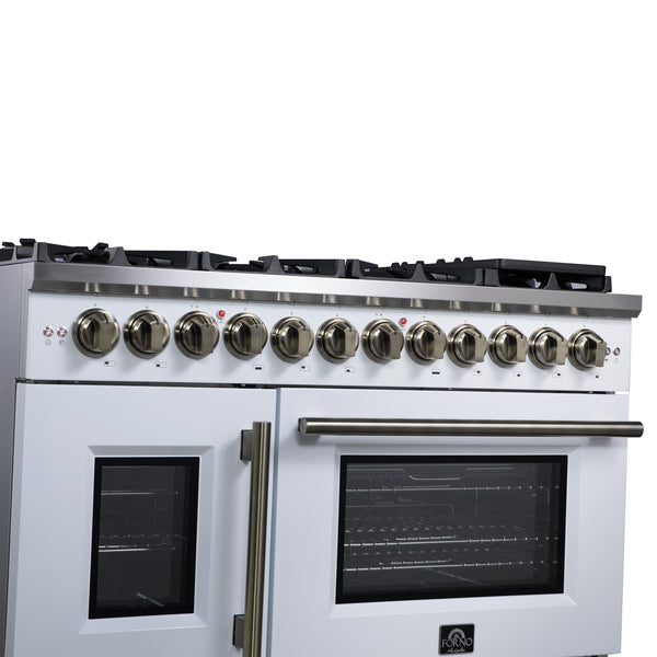 Forno Capriasca 48 Inch Freestanding French Door Dual Fuel Range in Wh ...