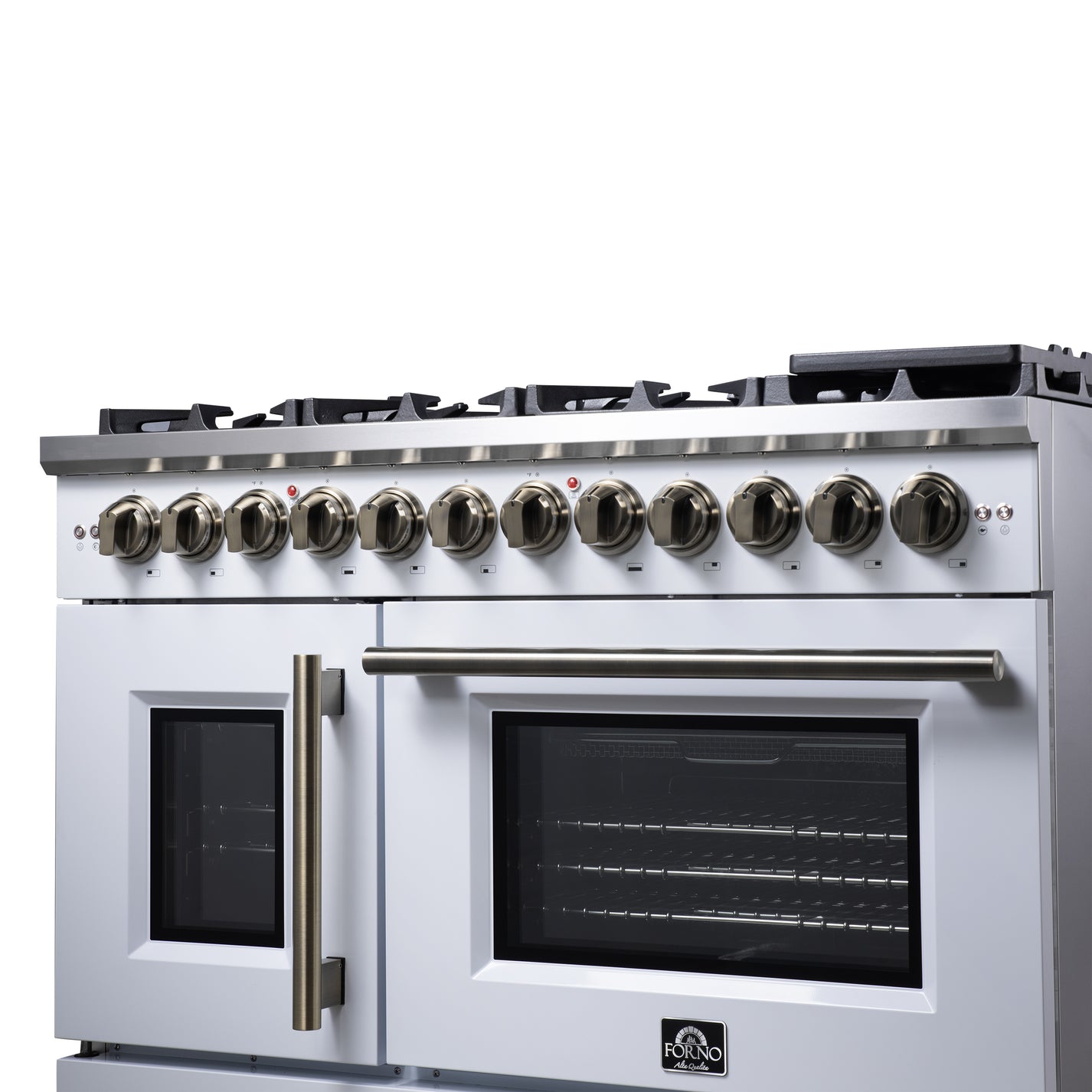 Forno Capriasca 48 Inch Freestanding French Door Dual Fuel Range in Wh ...