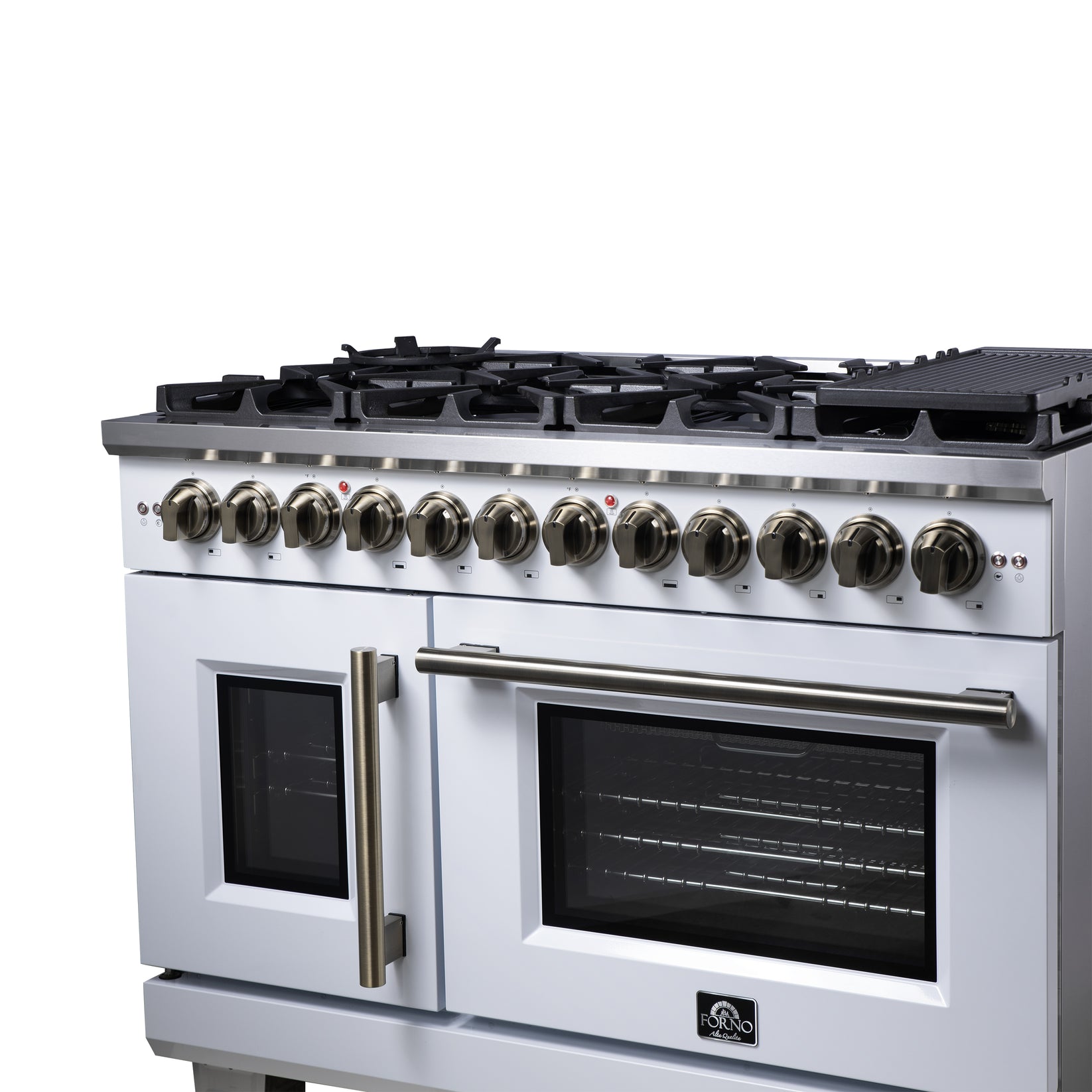 Forno Capriasca 48 Inch Freestanding French Door Dual Fuel Range in Wh ...