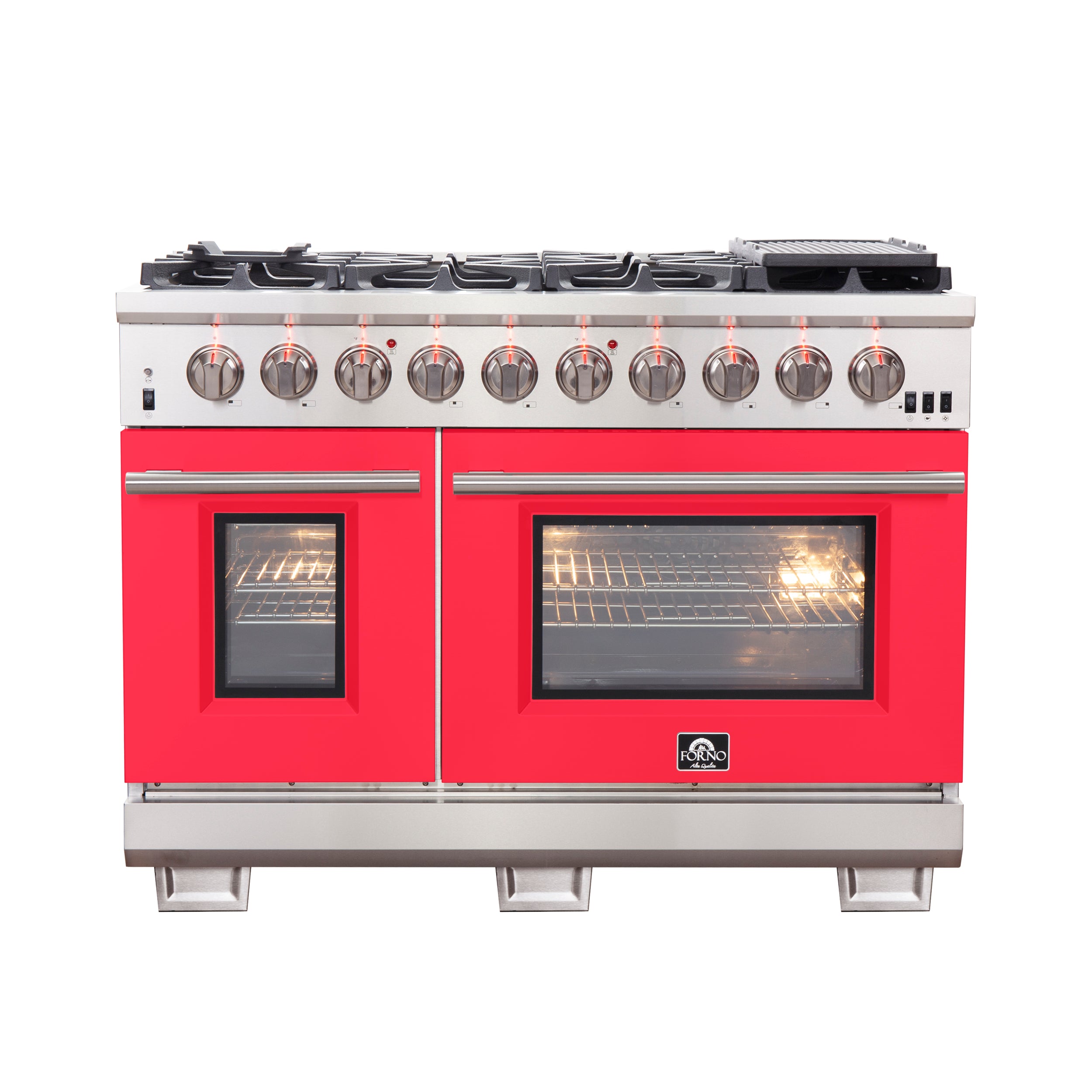 FORNO Capriasca 48-inch Gas Range Stainless Steel, 8 Brass Burners 160 ...